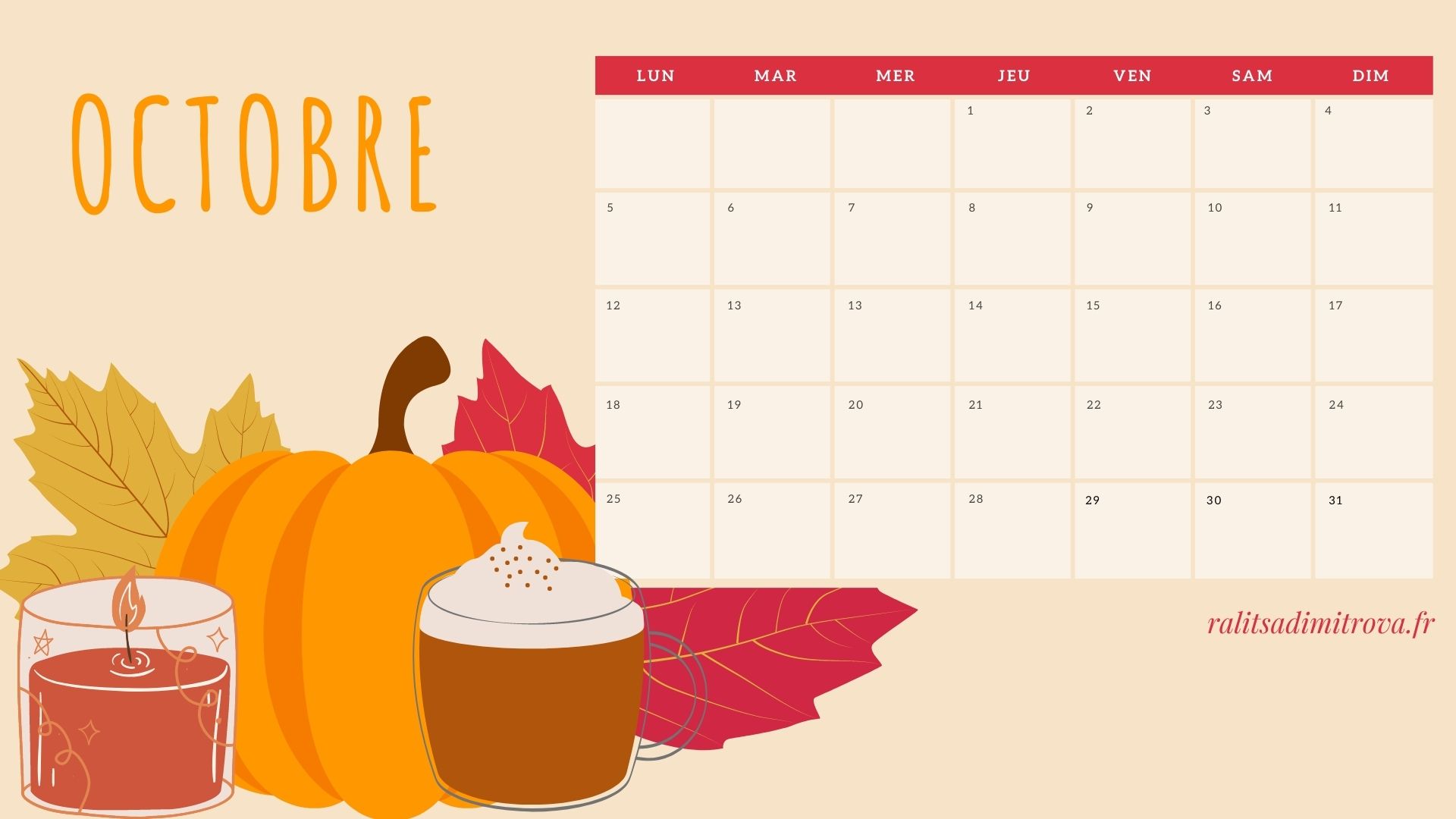Calendrier et fond d'écran octobre 2020 🍂 - Ralitsa Dimitrova